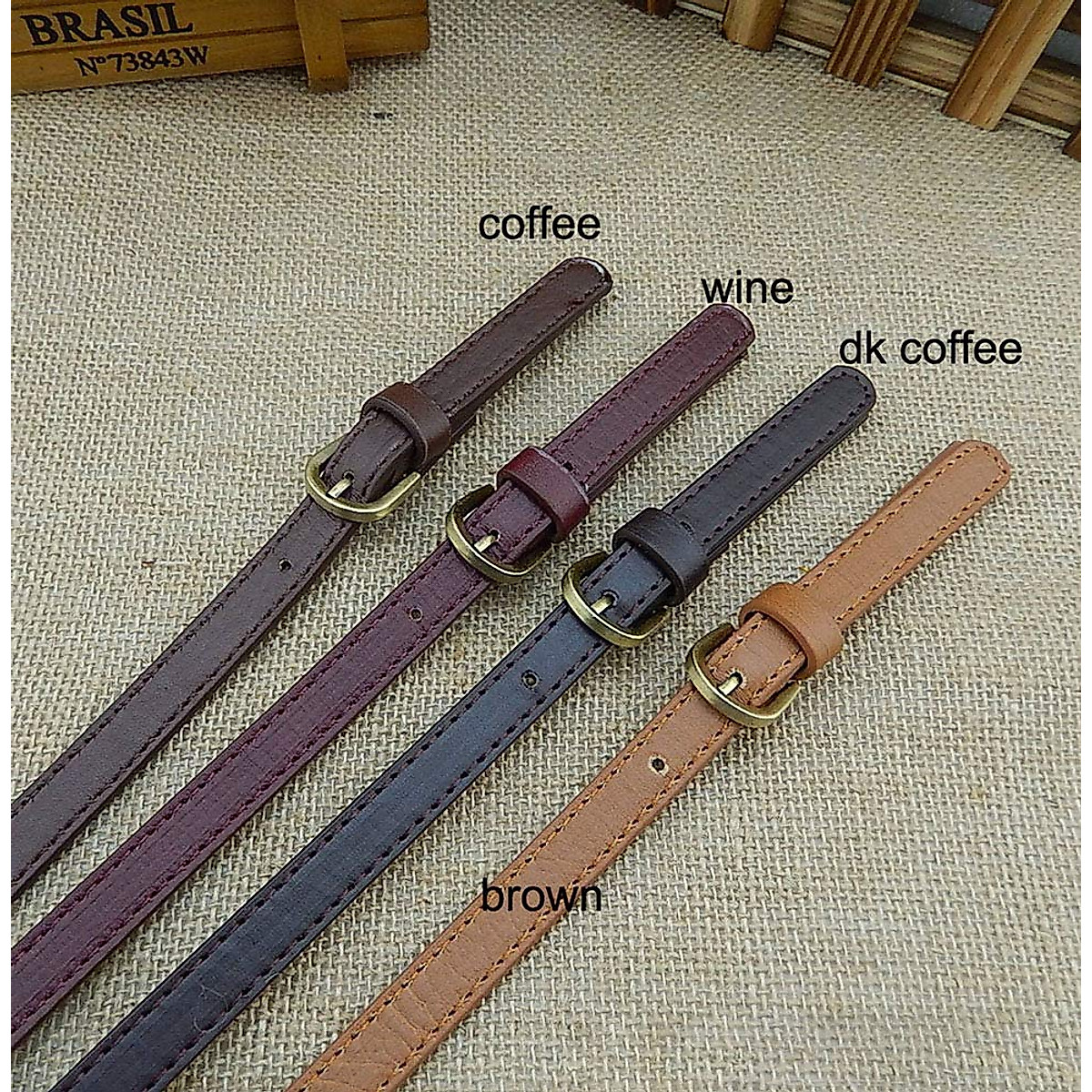 ConStore 2 PCS Leather Replacement Handles Shoulder Straps with Adjustable Buckle Purse Strap Bag Handles DIY Bag Belt Split Leather (Black)