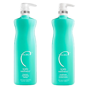 Malibu C Scalp Wellness Shampoo and Conditioner Set - Nourishing and Restorative Scalp Care for All Hair Types - Gentle Enough for Daily Use - Formulated with Plant Proteins and Vitamin C (33.8 oz)