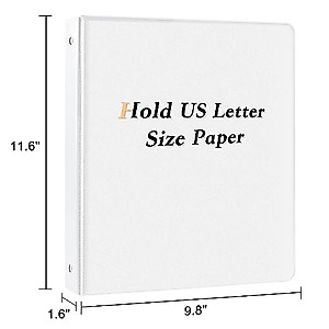 CIXILDTS 1-inch Round Ring Binder, Durable 3 Ring Binder Fit Letter Size Paper, Presentation View Binders, White, 6-Pack