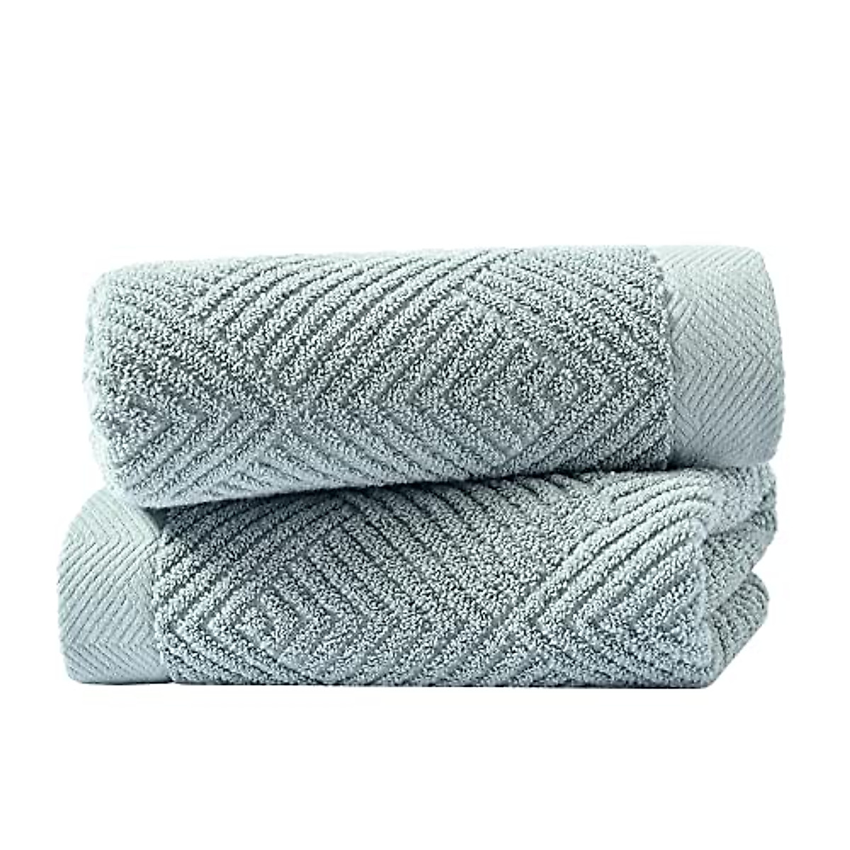 sense gnosis Sage Green Hand Towel Set of 2 Striped Weave 100% Cotton Super Soft Highly Absorbent Summer Hand Towels for Bathroom 13x 29 Inch
