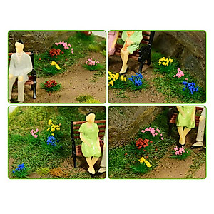 90 Pcs DIY Miniature Colorful Flower Cluster Flower Vegetation Groups Static Grass Tufts for Train Landscape Railroad Scenery Sand Military Layout Model Miniature Bases and Dioramas