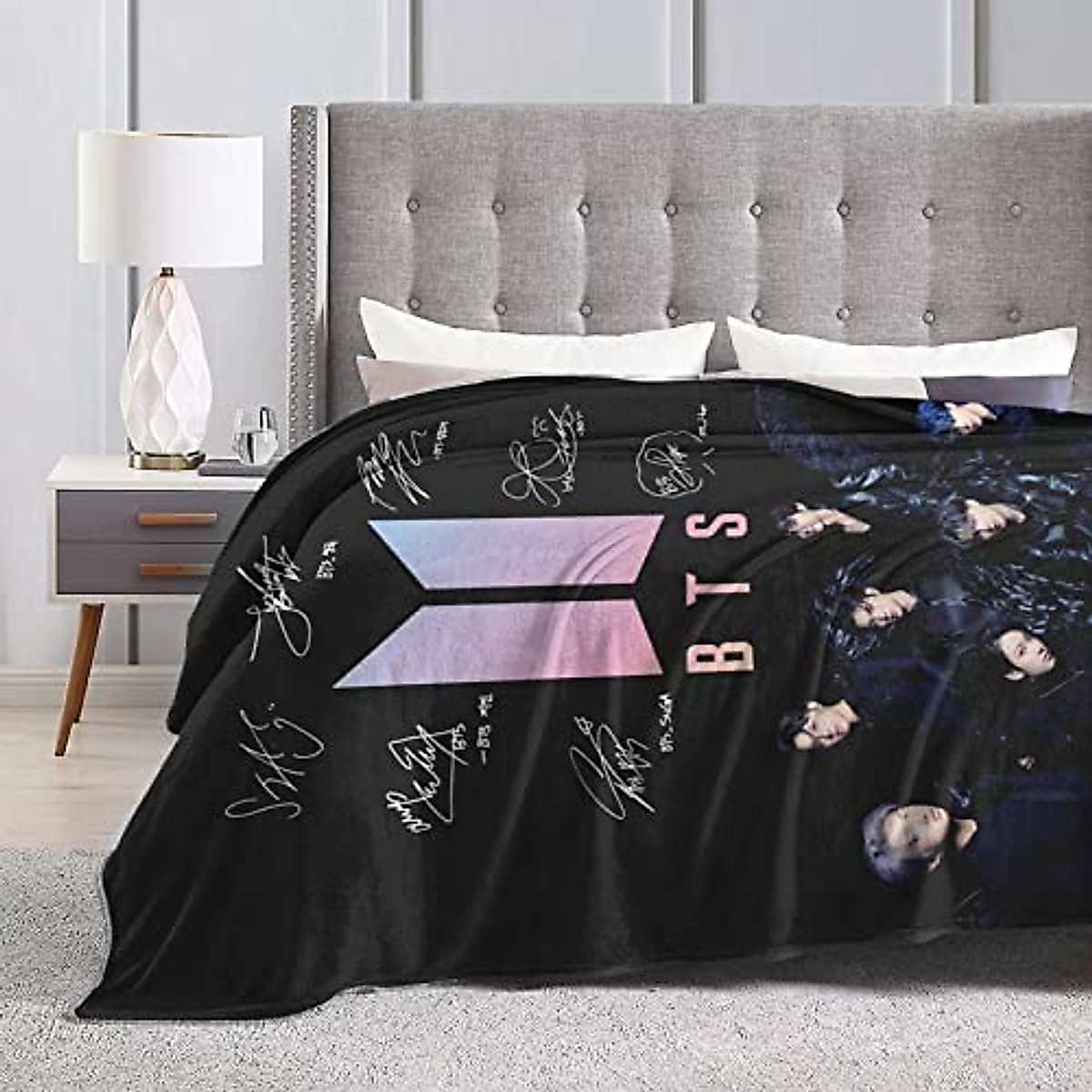 GUASAO Ultra Soft Throw Blanket Flannel Fleece All Season Light Weight Living Room/Bedroom Warm Blanket 50''X40'', Black