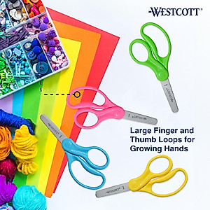 Westcott Scissors For Kids, 5" Blunt Safety Scissors, Assorted, 2 Count (Pack of 1) (13168)