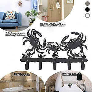 VIVICOMFY Metal Crab Coat Hooks Wall Mount-Crab Hangers and Key Holder-Clothes Hat Rack and Backpack Hanger Decor for Storage, Living Room, Hallway, Office Gift (Black)