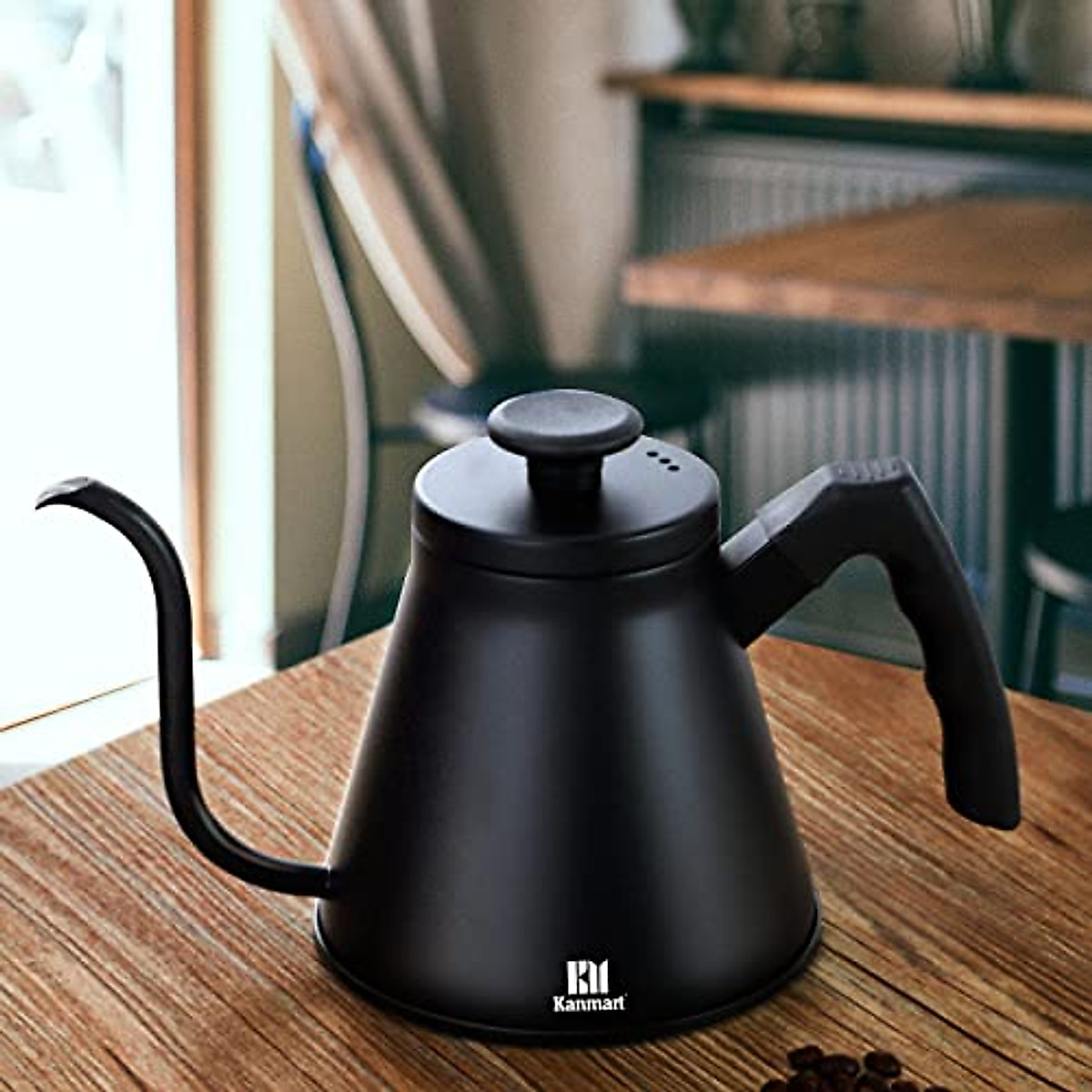 Kanmart Pour Over Coffee Kettle Barista's Choice Works on Stove and Any Heat Source stove top pour over kettle Gooseneck Teapot with Precision Pour Spout(1.2L, 40oz) (black)