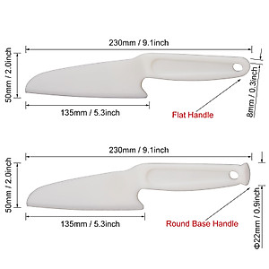 Nylon Knife Safe for Kids, Professional Lettuce Knife for Real Cooking, 428℉/220℃ Heat-resistant Plastic Knife for Nonstick Pans, Best as Bread Knife etc. (Round-base-White)