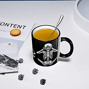 Halloween Skeleton Ceramic Coffee Mug Tea Cup for Office Home Gift to Family Friend Black Funny Skull