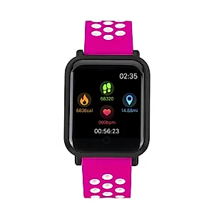 iTouch Air 2S Digital Smartwatch Fitness Tracker, Heart Rate, Step Counter, Sleep Monitor, Message for Women and Men, Touch Screen, Compatible with iPhone and Android (Fuchsia and White)