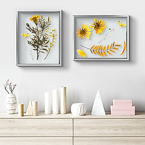 Frametory, Floating Picture Frame 11x14 - Silver Aluminum Metal Photo Frame - Real Glass of Front - for Wall Mount Displays