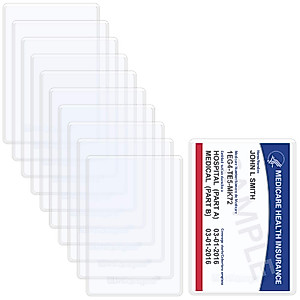 Wisdompro 10 Pack New Medicare Card Holder Protector Sleeves, 6 Mil Soft and Flexible Clear PVC Wallet Size Slot for Social Security Card, Insurance Card, Credit Card, Debit Card, Driver's License
