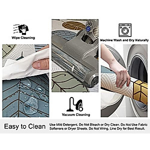 Cosilyt 1/10 Inch Ultra Thin Front Door Mat Rug Indoor Entrance Inside Non Slip, Large Waterproof Rubber Kitchen Rug and Interior Home Washable Door Mat, 24"×35", Multi Leaves