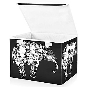 innewgogo White Elephant Storage Bins with Lids for Organizing Large Collapsible Storage Bins with Handles Oxford Cloth Storage Cube Box for Room