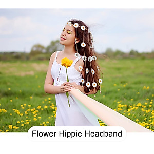 AWAYTR Sunflower Headband Women Hippie Headwear Bohomia Feather Rope Crown Headdres for girls (Sunflower)
