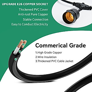 AVANLO Outdoor String Lights Dimmable LED 96 FT (2x48FT) Waterproof Shatterproof Bulbs 30 Hanging Sockets Commercial Grade Patio Lights Decorative Bistro/Party/Garden/Cafe Light 2700K Warm White Light