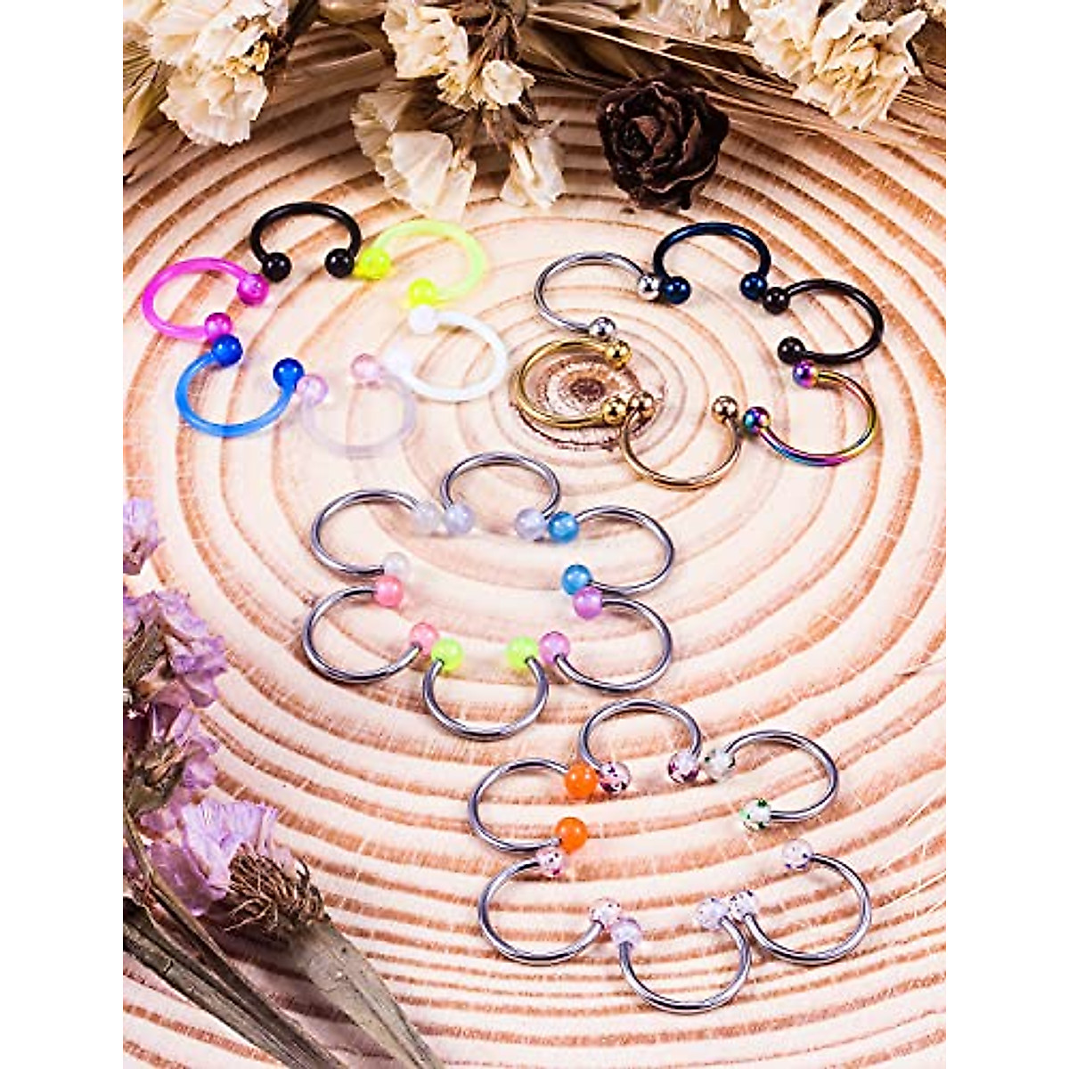 Cisyozi 16G Septum Ring Jewelry Surgical Stainless Steel Horseshoe cute Septum Nose Cartilage Helix Tragus Rook Daith Earring Hoop Lip belly Navel Eyebrow Ring Piercing Jewelry Retaine Women Men 10mm