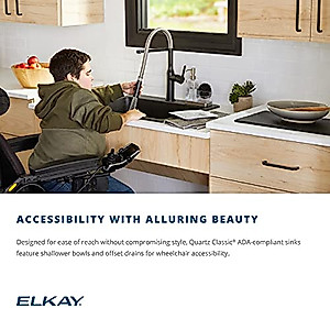 Elkay Quartz Classic ELGUAD2519PDBK0 Black Single Bowl Undermount ADA Sink with Perfect Drain