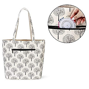 YARWO Knitting Bag with Small Zipper Pouch, Yarn Tote for Knitting Needles, Skeins of Yarn and Knitting Supplies On The Go, Tree (Patented Design)