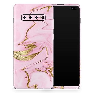 DesignSkinz Rose Pink Marble & Digital Gold Frosted Foil V16 Protective Vinyl Decal Wrap Skin Cover Compatible with The Samsung Galaxy S20 (Screen Trim & Back Glass Skin)