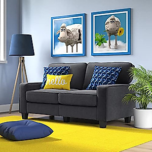 Serta Palisades Upholstered Sofas for Living Room Modern Design Couch, Straight Arms, Soft Fabric Upholstery, Tool-Free Assembly, 61" Loveseat, Charcoal