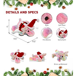 DolliBu Santa Rainbow Lying Moose Stuffed Animal Plush Toy - Super Soft Dress Up with Red Santa Claus Outfit, Cute Lying Moose Gift Perfect Holiday with Name Personalization - 9.5 Inch