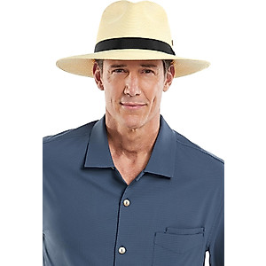Coolibar UPF 50+ Men's Women's Peyton Lightweight Fedora - Sun Protective (XX-Large- Ivory/Black)