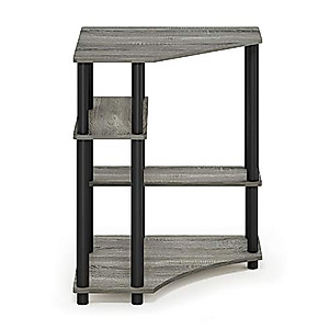 FURINNO Turn-N-Tube Space Saving Corner Desk, French Oak Grey/Black