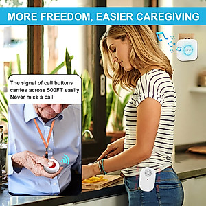 CallToU Wireless Caregiver Pager Call Button Nurse Alert System Waterproof 500+ Feet for Elderly Monitoring Patient Seniors 3 Transmitters 1 Plugin 1 Vibration Receiver