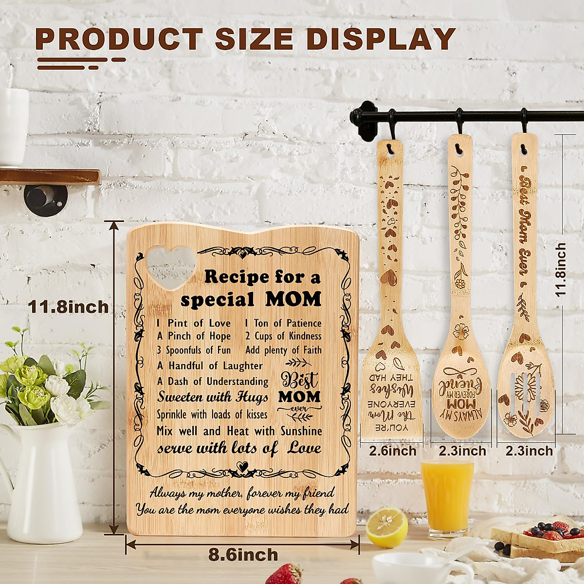 YUEYUQIU Mothers Day Gifts for Mom - Mom Birthday gifts, Thank You Gifts for Mom from Daughter Son, Mom Cutting Board Set Gift, Christmas Gifts for Mom Kitchen Decoration Gifts for Mother