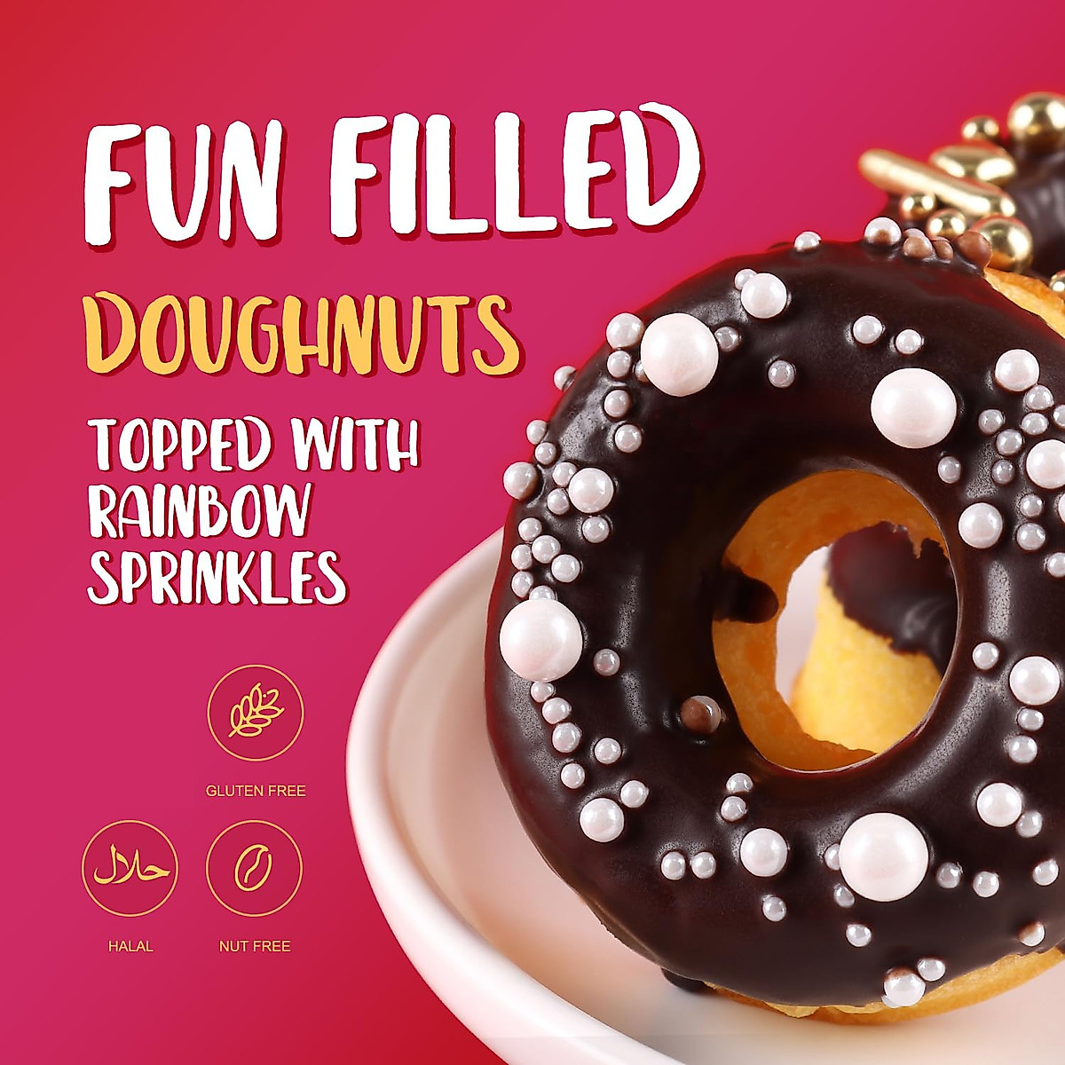 Edible Sprinkles for cake decorating, 7 ounces White Pearl Sugar Candy cupcake, cookies, ice cream toppings cake decorations for wedding shower party Anniversary