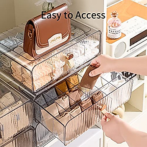 Socks Underwear Drawer Organzier Dividers, 16 Cell Stackable Closet Organzier, Drawer Organzier for Clothing, Plastic Underwear Organziers and Storage for Baby Clothes, Socks, Bra, Ties, Belts