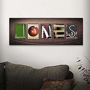 Block Mount SM - Personalized Football Name Art Decor print for man cave, boys room, or office!