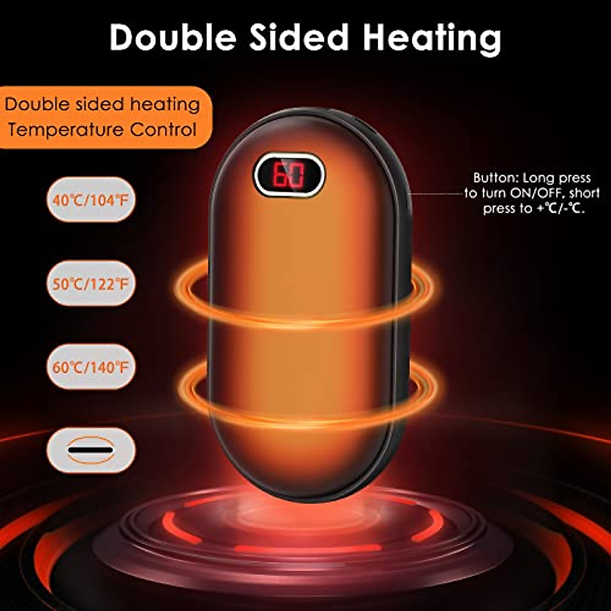 Hand Warmers Rechargeable, RARF 10000mAh Electric Reusable Hand Warmer Power Bank, Rechargeable Heater Great for Outdoor, Camping, Hiking, Great Gift for Women Men