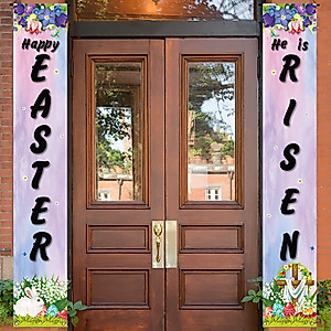 Happy Easter Decorations He Is Risen Font Porch Welcome Sign He Is Disen Banner Christian Cross Resurrection Easter Decorations for Home Party