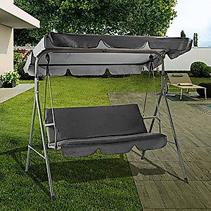 Outdoor Swing Cushion Cover Replacement Waterproof Patio Swing Seat Cover for 3 Seat Outdoor Swing Chair Cushion Cover 150X50X10CM Grey