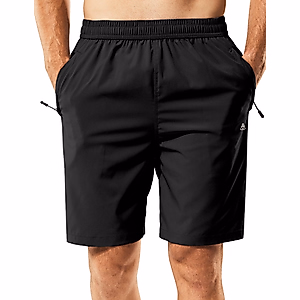 Haimont Mens Black Athletic Shorts Quick Dry Running Shorts with Zipper Pocket Lightweight Workout Linerless L