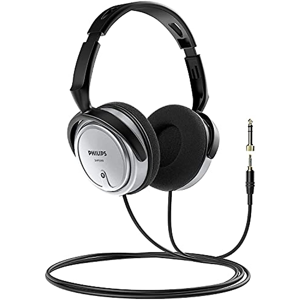 PHILIPS Over Ear Wired Stereo Headphones for Podcasts, Studio Monitoring and Recording Headset for Computer, Keyboard and Guitar with 6.3 mm (1/4") Add On Adapter- Silver