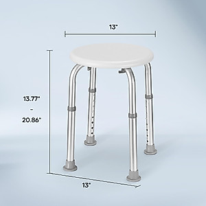 Careboda Adjustable Bath Chair for Inside Shower, Shower Stool with Upgraded Stainless Steel, Tool-Free Assembly, 8 Adjustable Heights for Seniors, Elderly, Pregnant, Handicap & Disabled Gray