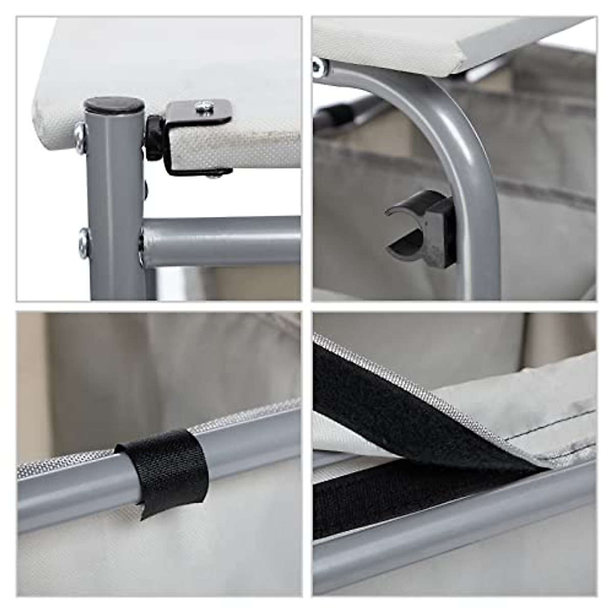 ALIMORDEN Laundry Sorter Cart Heavy Duty 3 Bags Classic Rolling Side pull Laundry Hamper Sorter with Ironing Board and 4 Wheels Grey