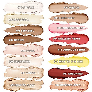 Face Cream Contour Stick Bronzer Stick Highlighter Stick Blush Stick Illuminator Makeup Glow Kit,Long Lasting Highly Piamented Skin Brighten Shadow Contour Bronzer Highlighter Blush Powder-A3