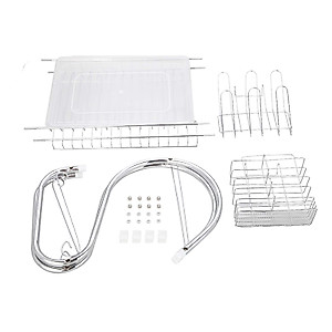 Guangshuohui Dish Drying Rack and Drainboard Set, 2 Tier Large Stainless Steel Sink Organizer Dish Racks with Cups Holder, Utensil Holder, Dish Strainer Shelf for Kitchen Counter