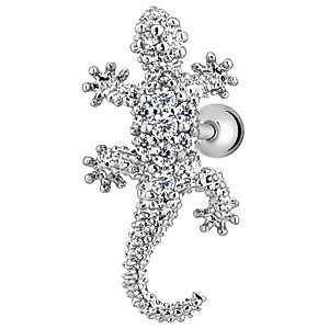 Forbidden Body Jewelry Crystal Lizard Cartilage Earring Surgical Steel CZ Pave Set Stud