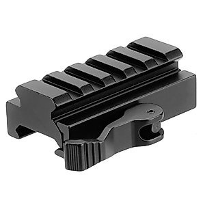 LONSEL Picatinny Riser Mount, Low Profile Rail Riser Mounts Adaptor with QD Lever Lock Quick Release & 5 Slots Picatinny Rails for Scope Rings Optics Sights, 1/2" H x 2.5''L (1 Pack)