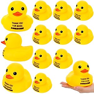 Liliful Large Christmas Thank You Rubber Ducks 5'' Yellow Bath Ducky Toy Thank You for Being Awesome Ducky Squeak Floating Duckies for Christmas Employee Appreciation Inspirational Gifts(6 Pcs)
