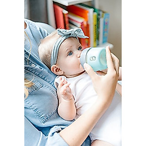 Mason Bottle - The Essential Gift Set: Glass Baby Bottles 4 and 8 Ounce, Silicone Sleeve, Slow-Flow Nipple (2 Pack), Non-Toxic, BPA and BPS Free, 100% Made in The USA (5 Items, Agave)