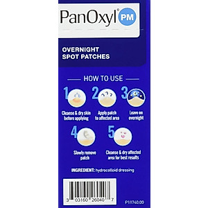 PanOxyl Pm Overnight Spot Patches With Advanced Hydrocolloid Healing Technology, 40 Count (Pack of 3)