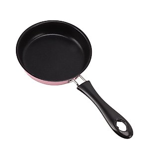 Kitchen Frying Pan, Mini Stainless Steel Prevent Stick Induction Kitchen Cooker Pot Round Breakfast Small Fry Egg Pan with Long Handle 12cm ()