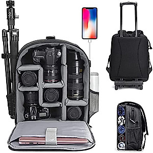 CADeN Camera Backpack Bag Professional for DSLR/SLR Mirrorless Camera Waterproof, Camera Case Compatible for Sony Canon Nikon Camera and Lens Tripod Accessories (Large, 5.0 Black)