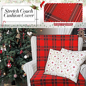 Newwiee 8Pcs Patio Cushion Covers Stretch Outdoor Cushion Cover Replacement for Patio Furniture Sofa Couch Slipcovers, Soft Flexibility Washable Furniture Protector(Waterproof Pure,Red, Green)