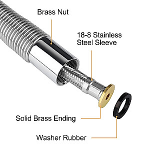 KOLLNIUN 38" Commercial Pre Rinse Hose Stainless Steel Flexible for Commercial Kitchen Sink Restaurant Industrial Dishwasher Faucet Pre-Rinse Sprayer Hose Replacement Part (96CM/38inch)