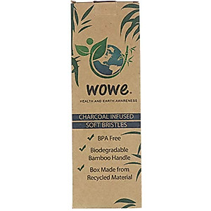 Wowe Lifestyle Natural Organic Bamboo Toothbrush Wood, Ergonomic Biodegradable Handle, Soft BPA Free Bristles, Pack of 4 (Celebrate)